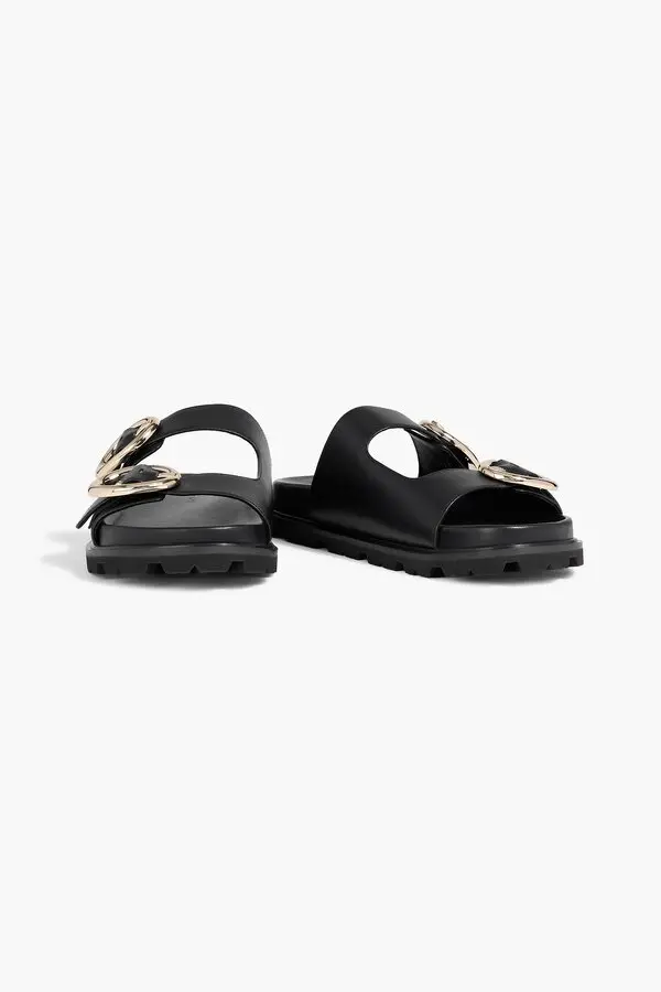 STUART WEITZMAN Benni Buckled Leather Sandals - Black