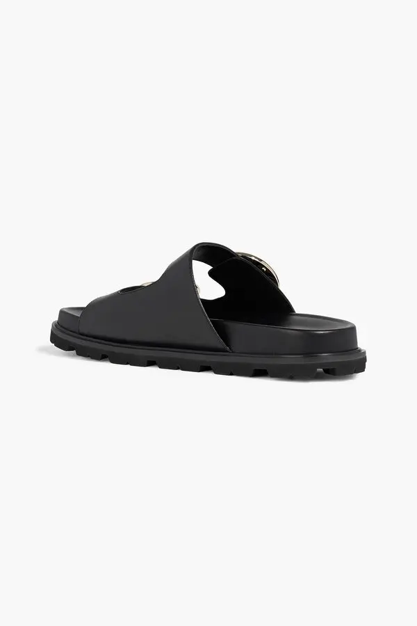 STUART WEITZMAN Benni Buckled Leather Sandals - Black