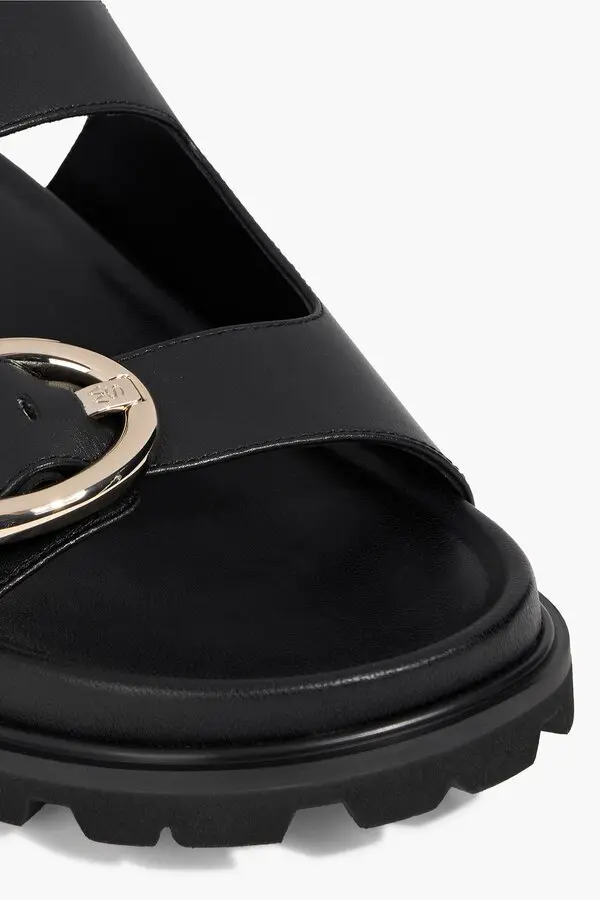 STUART WEITZMAN Benni Buckled Leather Sandals - Black