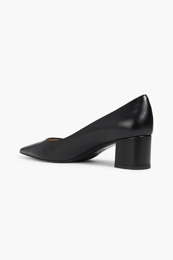 STUART WEITZMAN Power Leather Pointed Toe Block Heel Pumps
