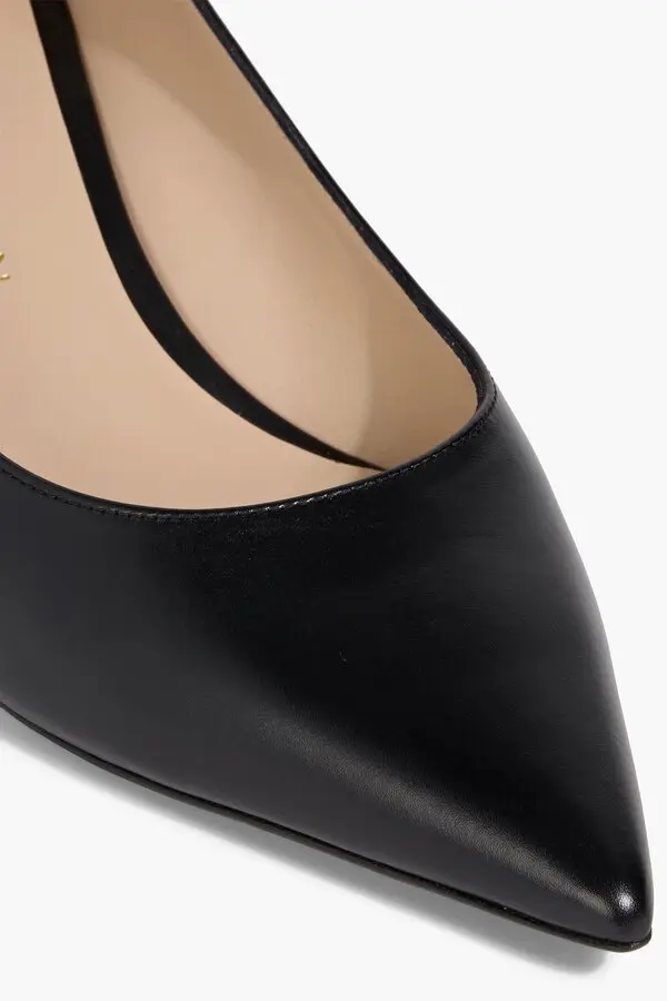 STUART WEITZMAN Power Leather Pointed Toe Block Heel Pumps