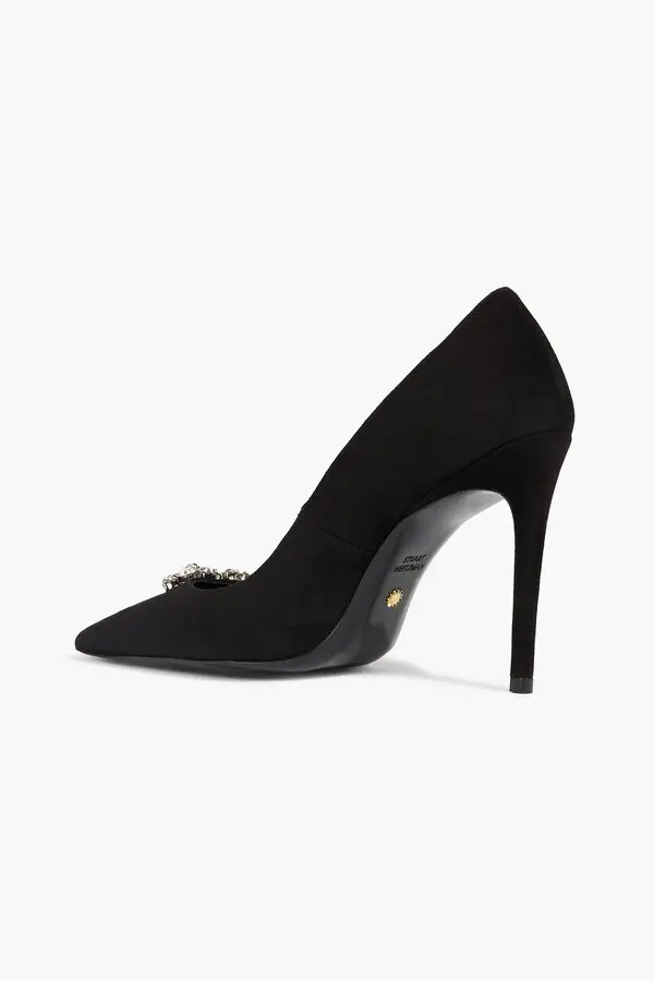 STUART WEITZMAN Fleur Embellished Suede Pumps