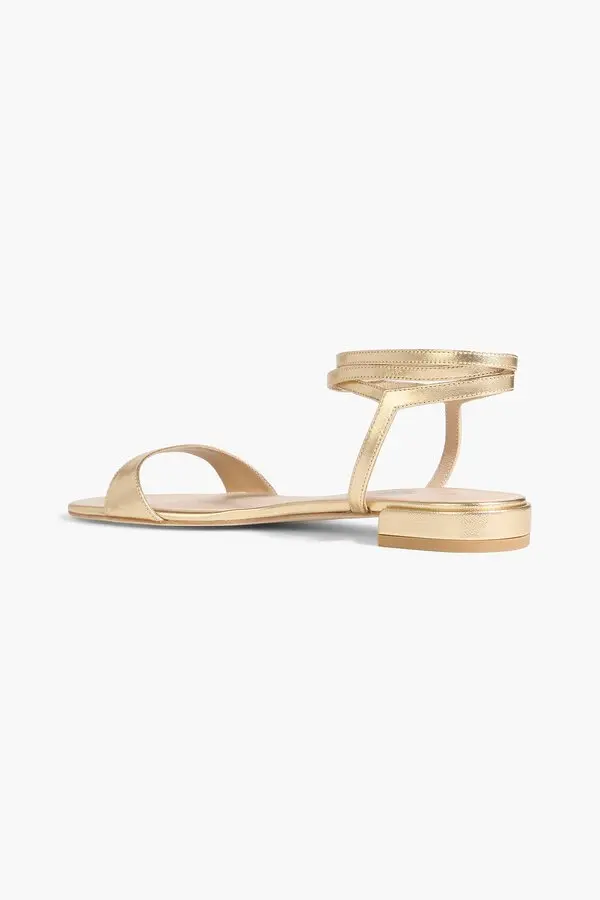 STUART WEITZMAN Metallic Leather Sandals With Ankle Strap