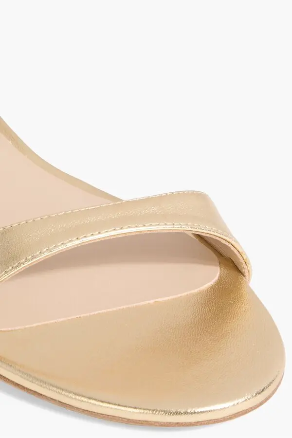 STUART WEITZMAN Metallic Leather Sandals With Ankle Strap