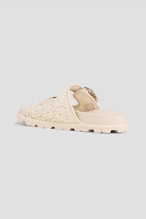 STUART WEITZMAN Benni Crochet Slides With Buckled Straps
