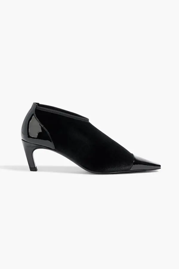 TOTEME Velvet Ankle Boots With Patent Leather Trim
