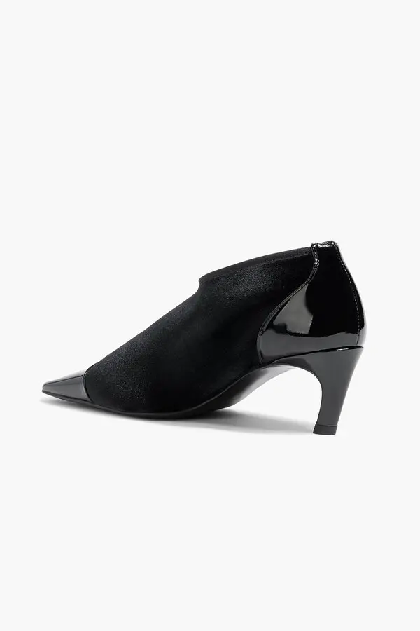 TOTEME Velvet Ankle Boots With Patent Leather Trim