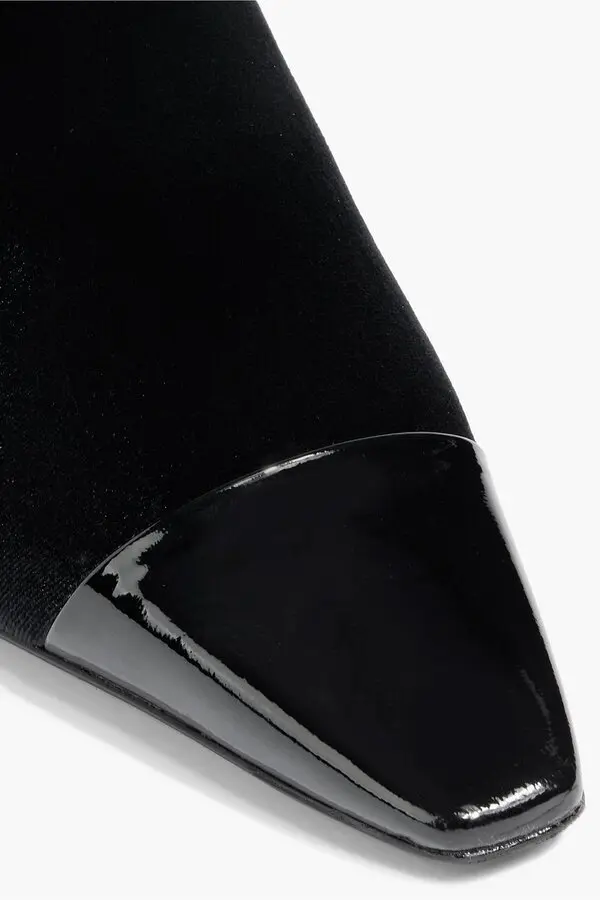 TOTEME Velvet Ankle Boots With Patent Leather Trim