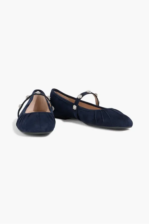 STUART WEITZMAN Justina Embellished Suede Mary Jane Flats