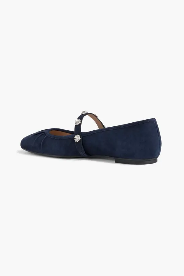 STUART WEITZMAN Justina Embellished Suede Mary Jane Flats