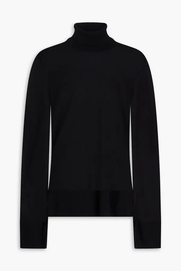 TOTEME Lyocell-blend Turtleneck Sweater With Split Cuffs - Black