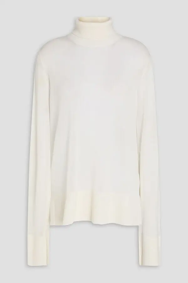 TOTEME Lyocell-blend Turtleneck Sweater With Split Cuffs - Ivory
