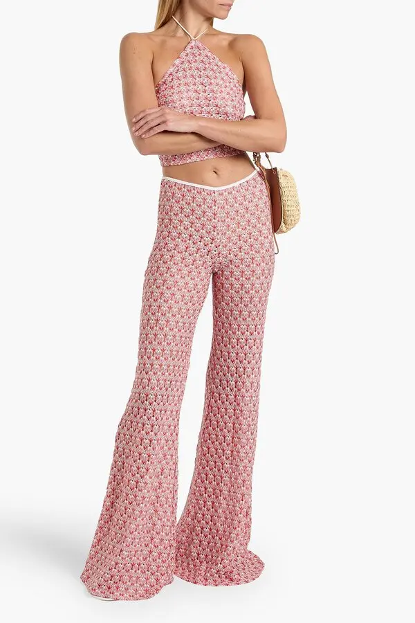 Missoni Metallic Crochet-knit Flare Pants