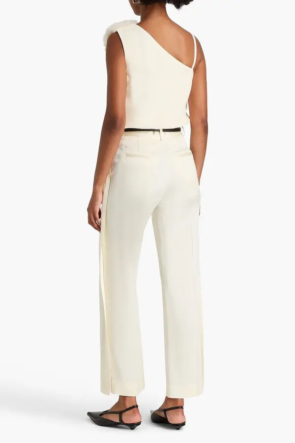 TOTEME Satin Crepe Straight Leg Pants - Ivory