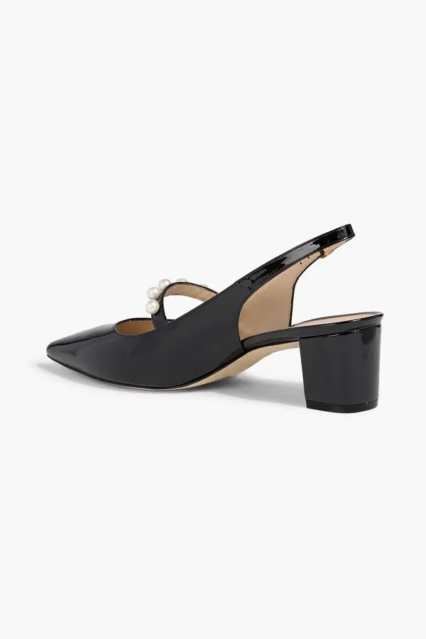 STUART WEITZMAN Pia Embellished Patent Leather Mary Jane Slingback Pumps