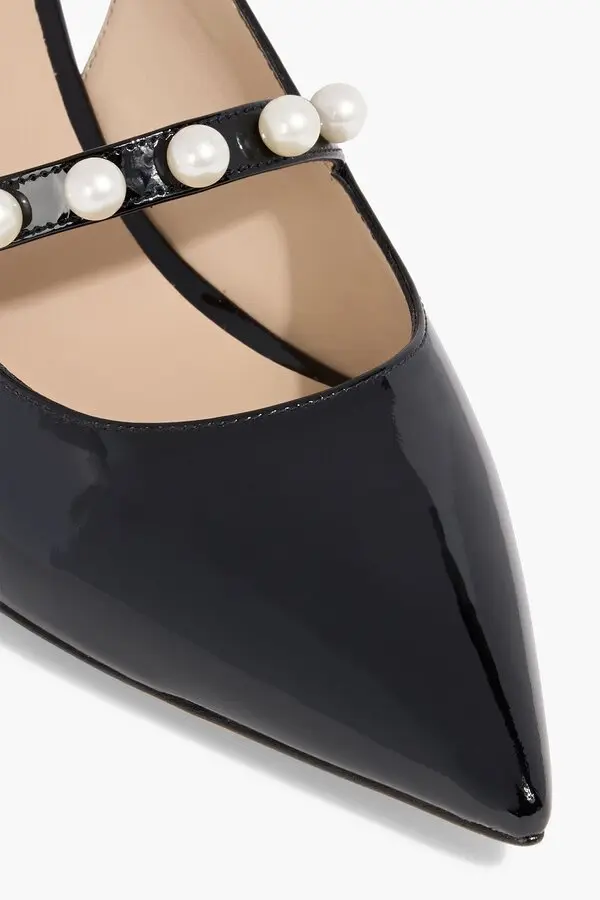 STUART WEITZMAN Pia Embellished Patent Leather Mary Jane Slingback Pumps