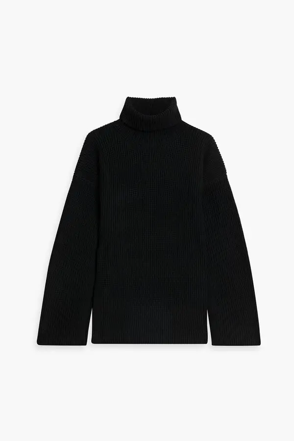 TOTEME Ribbed Wool Turtleneck Sweater With Side Slits