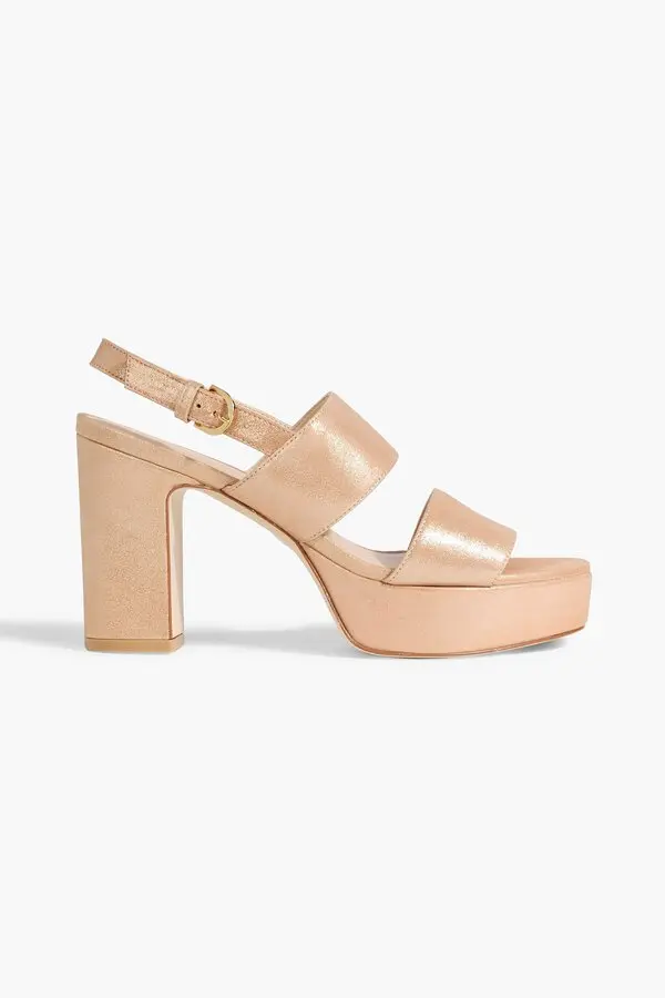 STUART WEITZMAN Metallic Suede Platform Sandals