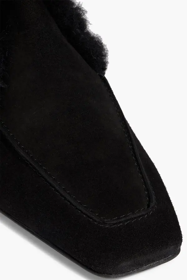 TOTEME Shearling Trimmed Suede Ankle Boots