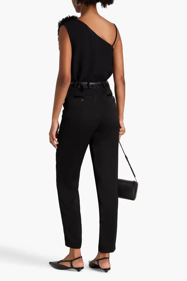 TOTEME Shearling Trimmed Satin Crepe Top