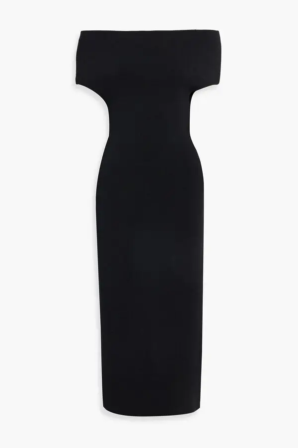 TOTEME Off-the-shoulder Stretch-knit Midi Dress