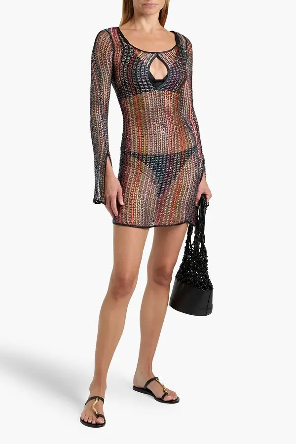 Missoni Striped Sequinembellished Crochetknit Coverup