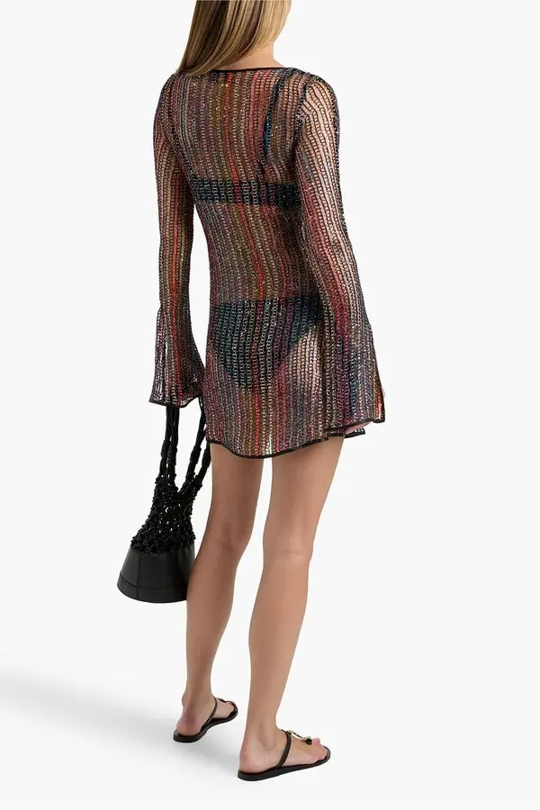 Missoni Striped Sequinembellished Crochetknit Coverup