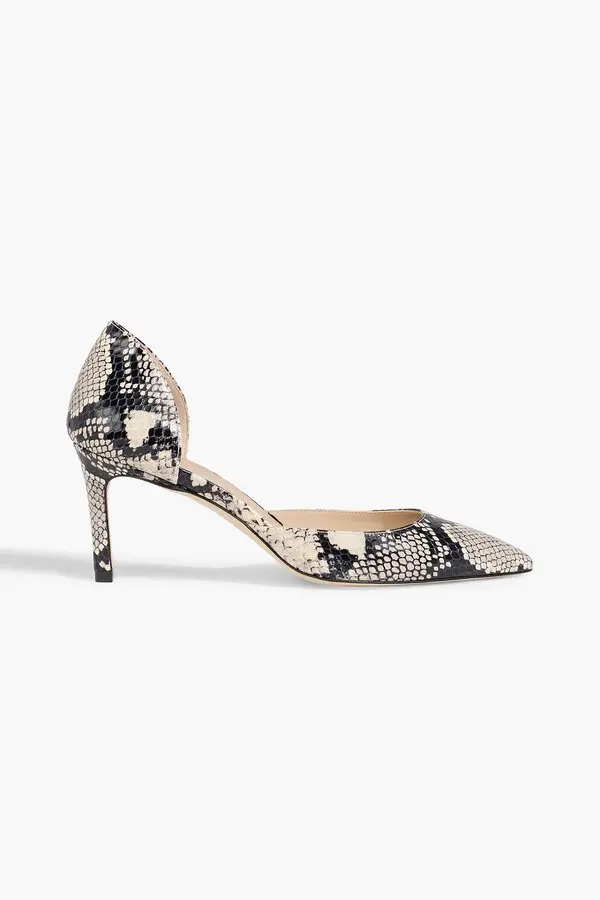 STUART WEITZMAN Mara 75 Snakeskin Pointed Toe Pumps
