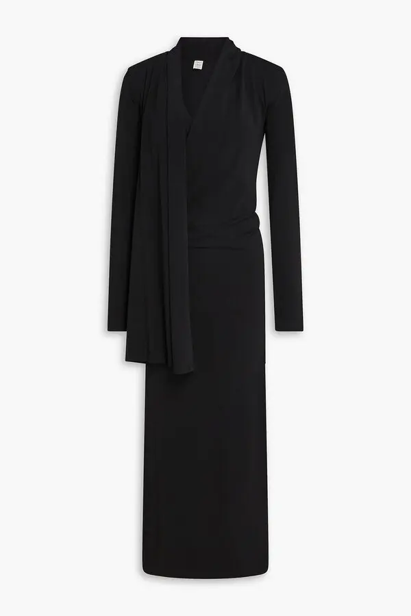 TOTEME Draped Stretch-jersey Midi Dress