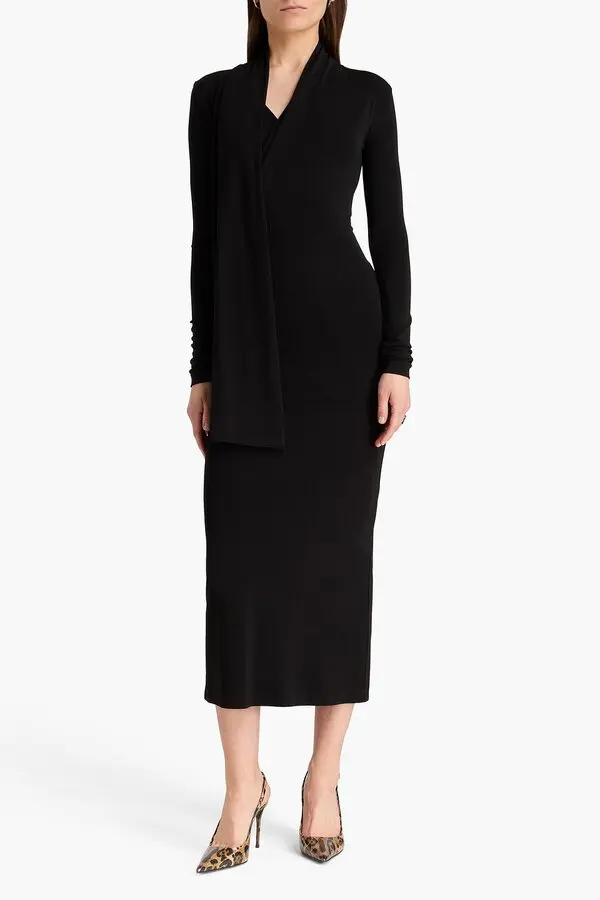 TOTEME Draped Stretch-jersey Midi Dress