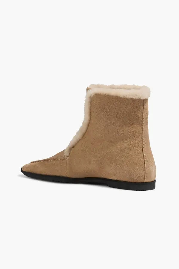 TOTEME Shearling-trimmed Suede Ankle Boots