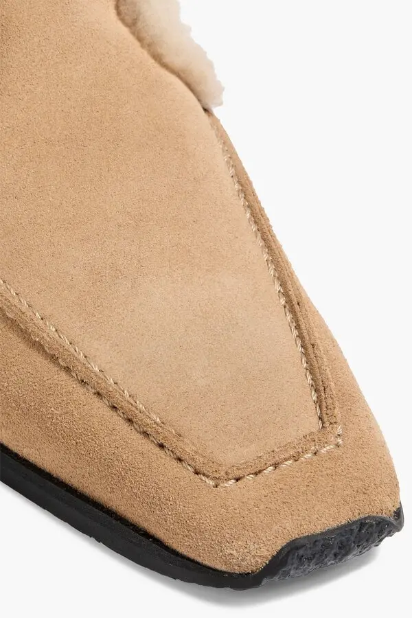 TOTEME Shearling-trimmed Suede Ankle Boots