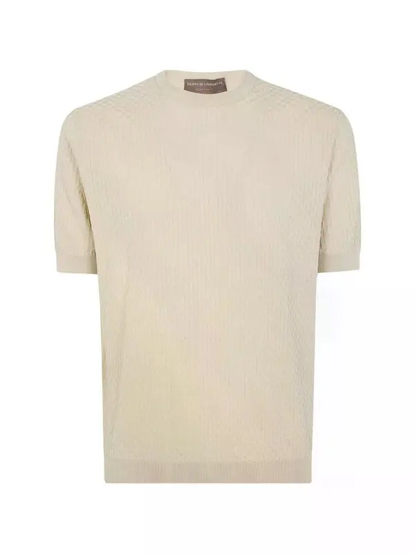 FILIPPO DE LAURENTIIS Waffle-knit Short-sleeve T-shirt - Neutrals