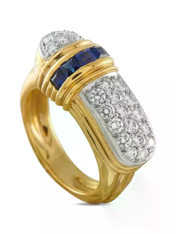 LB EXCLUSIVE Diamond And Sapphire Ring In 18k Yellow And Platinum