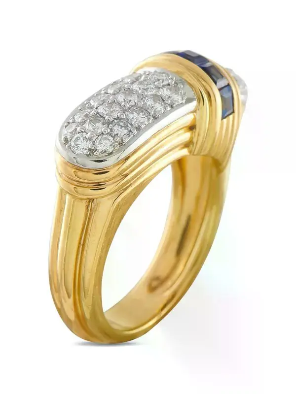 LB EXCLUSIVE Diamond And Sapphire Ring In 18k Yellow And Platinum