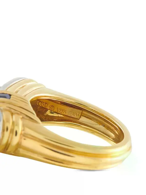 LB EXCLUSIVE Diamond And Sapphire Ring In 18k Yellow And Platinum