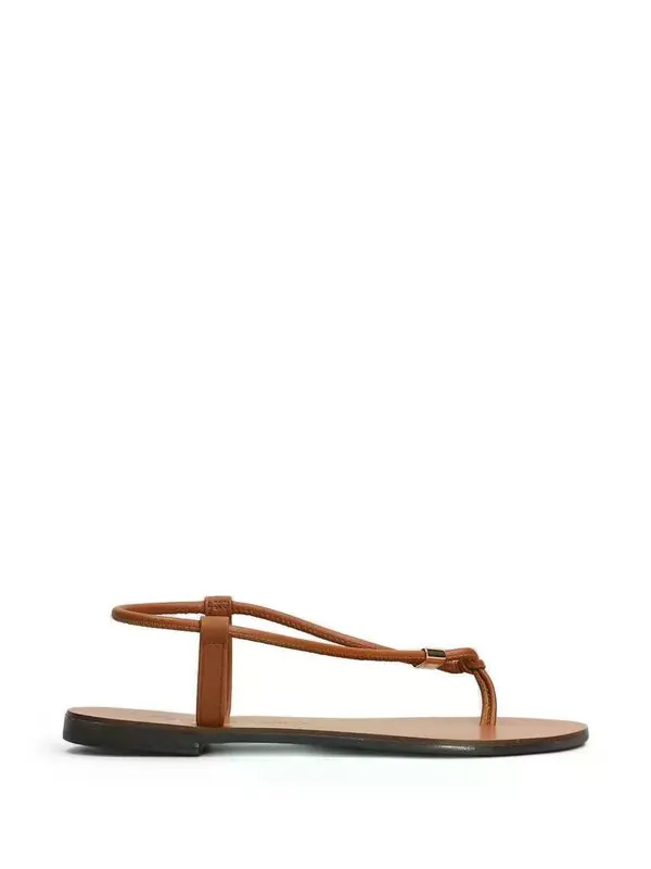 NICOLAS LAINAS Leather Flat Sandals - Neutrals