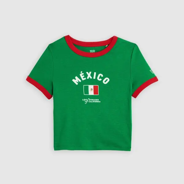 LEVI'S Cropped Ringer Tee With Mexican Flag Graphic - Mexico