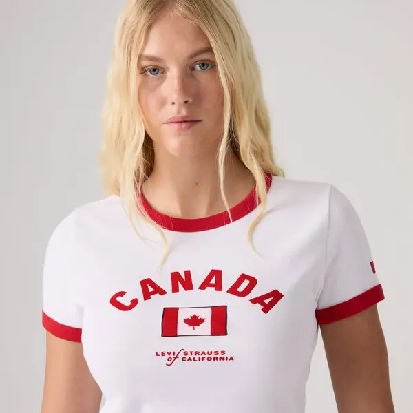 LEVI'S Cropped Ringer T-shirt With Flag Graphic - Canada