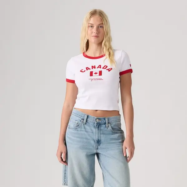 LEVI'S Cropped Ringer T-shirt With Flag Graphic - Canada