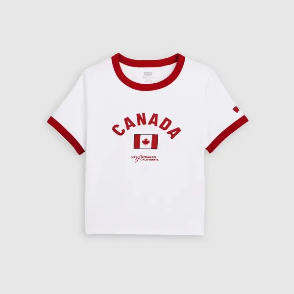 LEVI'S Cropped Ringer T-shirt With Flag Graphic - Canada