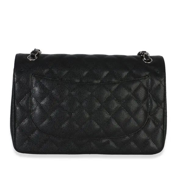 Chanel Quilted Caviar Jumbo Double Flap Bag - Black