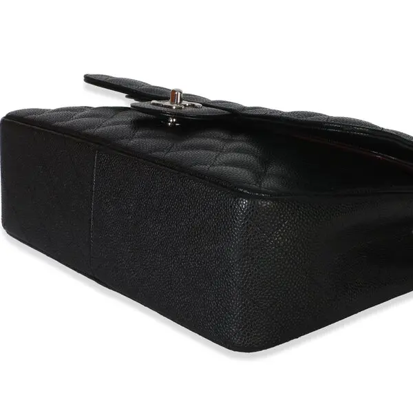 Chanel Quilted Caviar Jumbo Double Flap Bag - Black