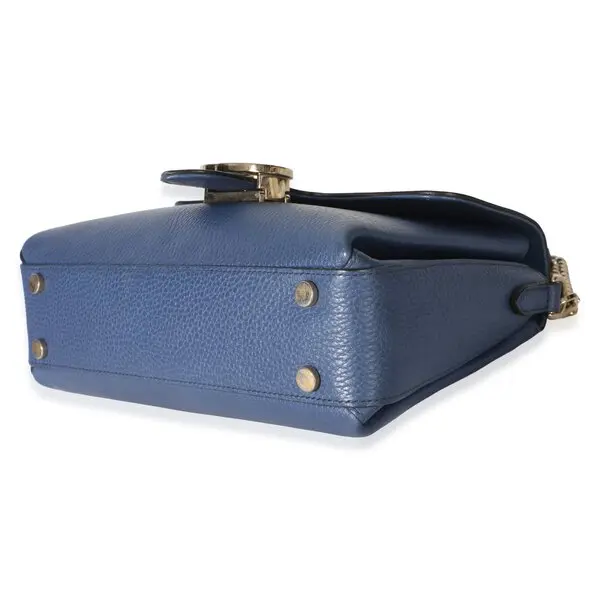 Gucci Calfskin Interlocking Gg Top Handle Bag - Blue