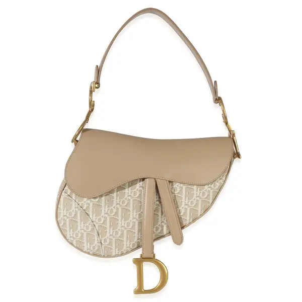 Dior Tan Calfskin Oblique Saddle Bag - Neutral