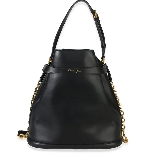 Dior Calfskin Cd Embossed Bucket Bag - Black