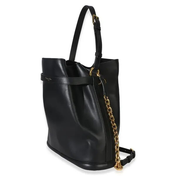 Dior Calfskin Cd Embossed Bucket Bag - Black