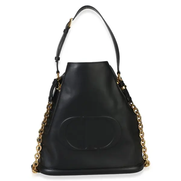 Dior Calfskin Cd Embossed Bucket Bag - Black