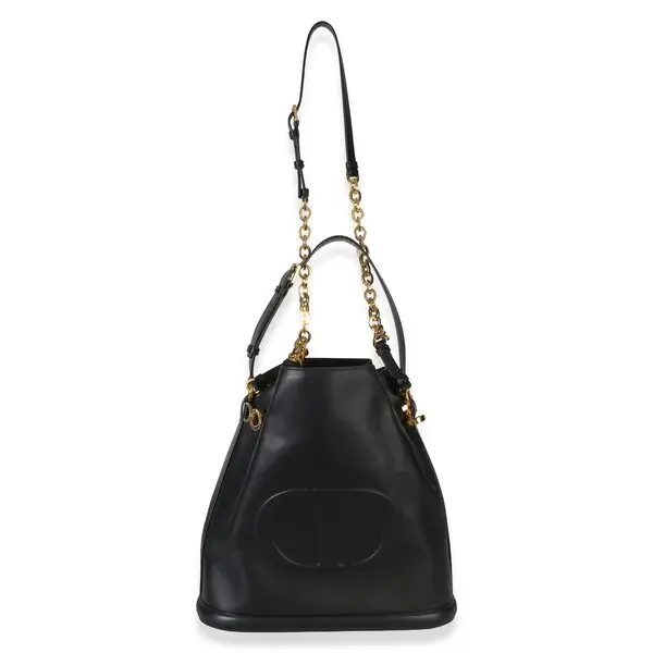Dior Calfskin Cd Embossed Bucket Bag - Black
