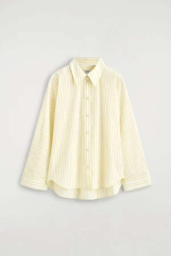 Cos Pleated Striped Cotton Shirt